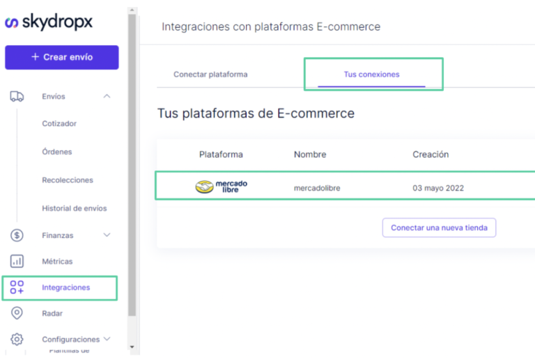 Conectar mi cuenta de Mercado Libre Ayuda Skydropx México 2026
